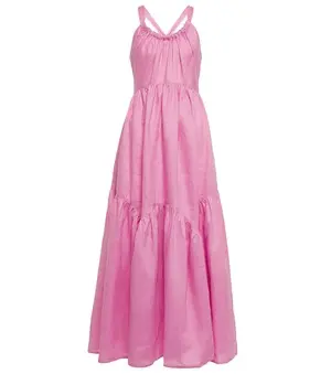 LEE MATHEWS Ali Linen Maxi Dress - Pink