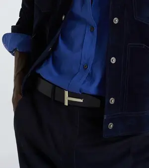 TOM FORD T Icon Reversible Leather Belt - Blue