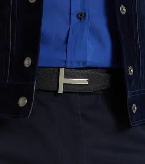 TOM FORD T Icon Reversible Leather Belt - Blue