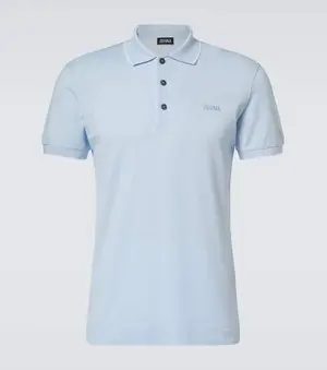 Zegna Cotton-blend Polo Shirt - Blue