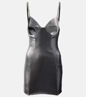 AREA Embellished Coated Mini Dress