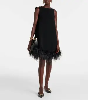 Valentino Garavani Feather-trimmed Mini Dress