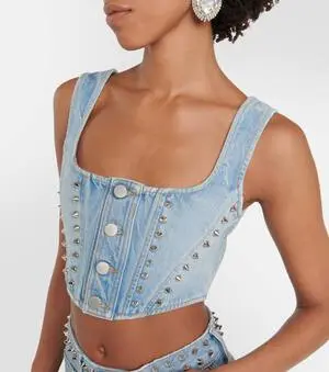 Alessandra Rich Denim Crop Top