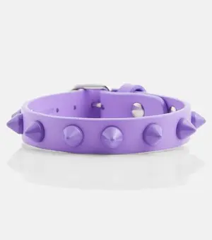 CHRISTIAN LOUBOUTIN Loubilink Embellished Leather Bracelet - Purple
