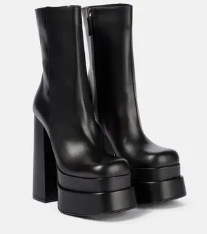 Versace Intrico Leather Platform Ankle Boots