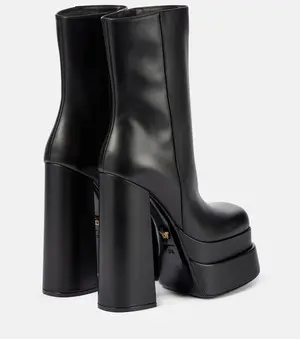 Versace Intrico Leather Platform Ankle Boots