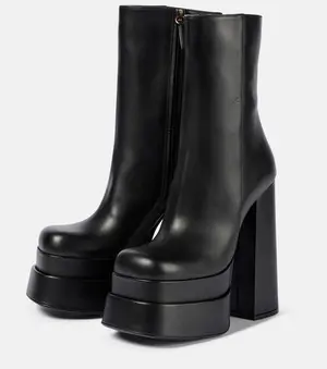 Versace Intrico Leather Platform Ankle Boots
