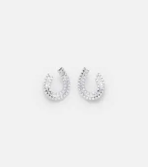 BUCHERER FINE JEWELLERY Baguette And Brilliant-cut Diamond Hoop Earrings In 18kt White Gold - Silver