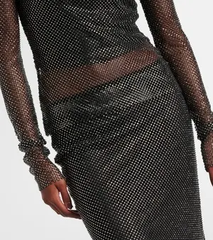 Sportmax Valdai Embellished Fishnet Crop Top