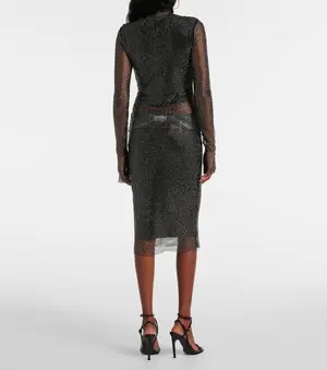 Sportmax Valdai Embellished Fishnet Crop Top