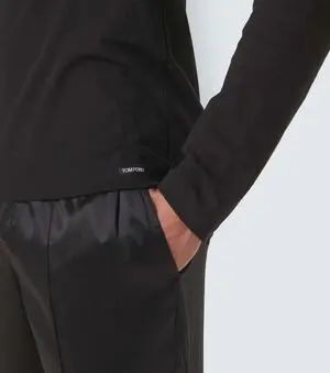 TOM FORD Cotton-blend Henley Shirt - Black