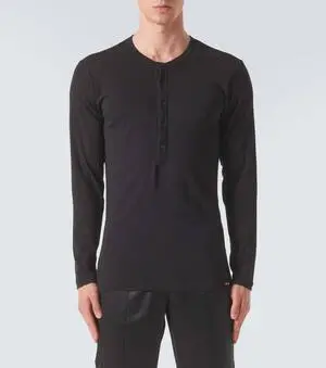 TOM FORD Cotton-blend Henley Shirt - Black