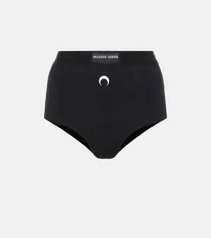 MARINE SERRE Ribbed-knit Stretch-cotton Briefs - Black