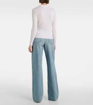 Vince Ribbed-knit Wool And Silk-blend Top - White