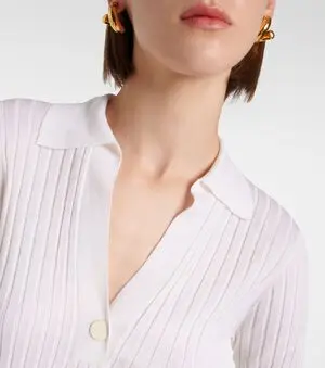 Vince Ribbed-knit Wool And Silk-blend Top - White