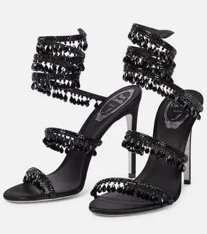 Rene Caovilla Embellished Satin Sandals