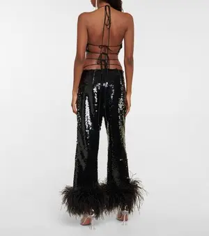 Magda Butrym Sequined Halterneck Crop Top