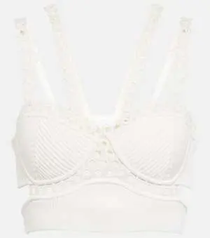 Simkhai Liana Ribbed Crop Top - White