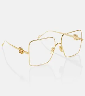 Loewe Anagram Square Frame Glasses - Gold