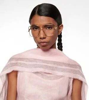 Loewe Anagram Square Frame Glasses - Gold