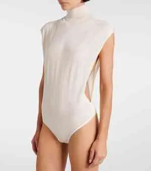 Alaïa Turtleneck Wool Bodysuit - White