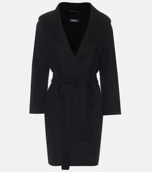Max Mara Belted Virgin Wool Coat - Black