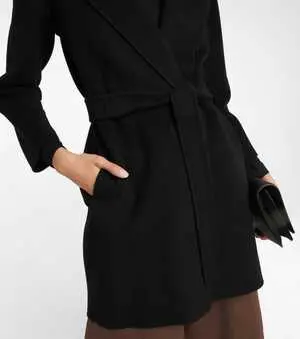 Max Mara Belted Virgin Wool Coat - Black