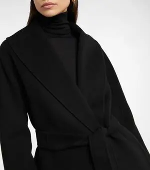 Max Mara Belted Virgin Wool Coat - Black