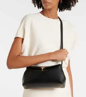 TOTEME T-lock Small Leather Clutch - Black