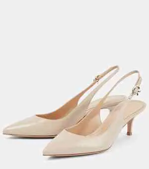 GIANVITO ROSSI Ribbon Sling Leather Slingback Pumps