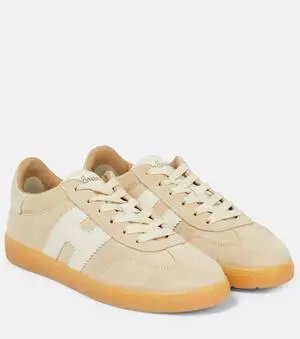 Hogan H647 Leather-trimmed Sneakers - Beige