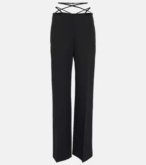DION LEE Cutout Straight Leg Trousers - Black
