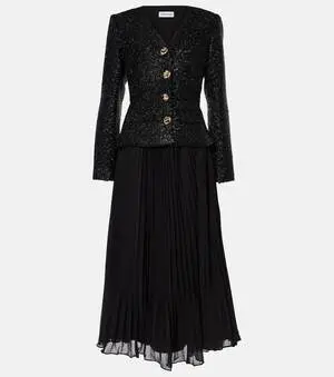 SELF-PORTRAIT Boucle Chiffon Midi Dress