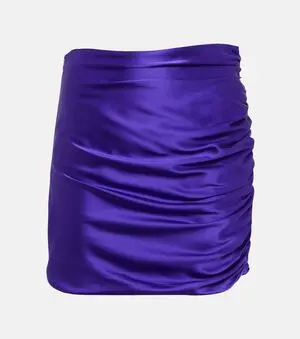 THE SEI Ruched Silk Miniskirt - Purple
