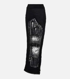 Rick Owens Distressed Mohair-blend Maxi Skirt