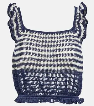 Anna Kosturova Striped Crochet Top - Blue
