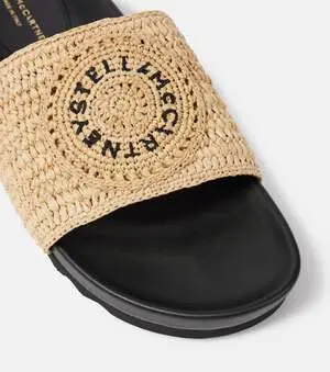 Stella McCartney Elyse Logo Raffia Slides