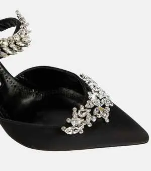 Manolo Blahnik Embellished Satin Mules