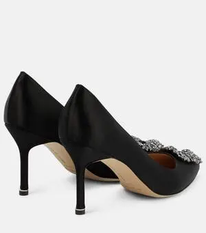 Manolo Blahnik Hangisi 90 Embellished Satin Pumps