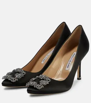 Manolo Blahnik Hangisi 90 Embellished Satin Pumps