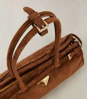 Prada Bonnie Medium Suede Shoulder Bag - Brown