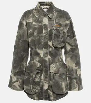 Blumarine Belted Printed Denim Jacket