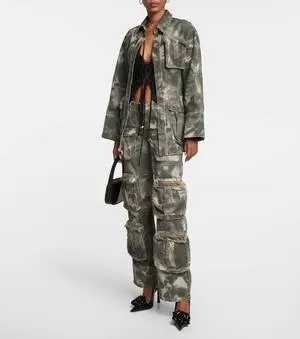 Blumarine Belted Printed Denim Jacket