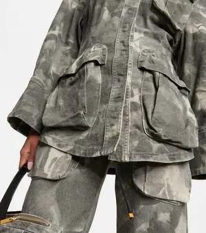 Blumarine Belted Printed Denim Jacket