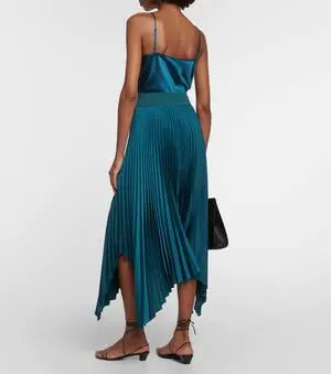 JOSEPH Ade Asymmetric Crepe Midi Skirt - Blue