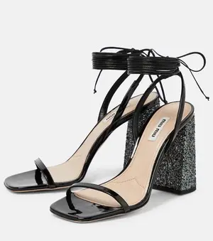 Miu Miu Glitter And Patent Leather Sandals