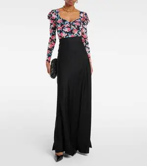 Diane Von Furstenberg Erik Floral Mesh Bodysuit
