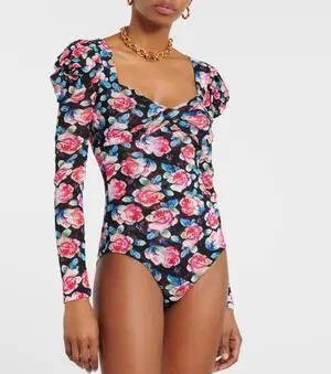 Diane Von Furstenberg Erik Floral Mesh Bodysuit