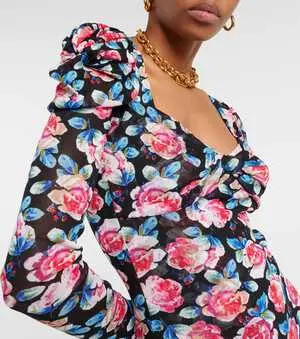 Diane Von Furstenberg Erik Floral Mesh Bodysuit