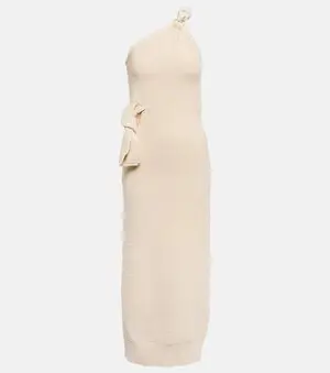 Jacquemus La Robe Maille Noeud Midi Dress - White